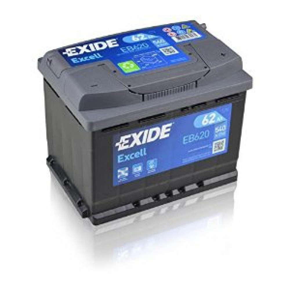 Exide Excell EB620 62Ah jobb+