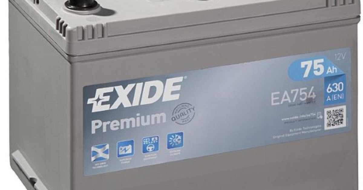 Exide Premium 75Ah 630A jobb+ Ázsia (EA754)